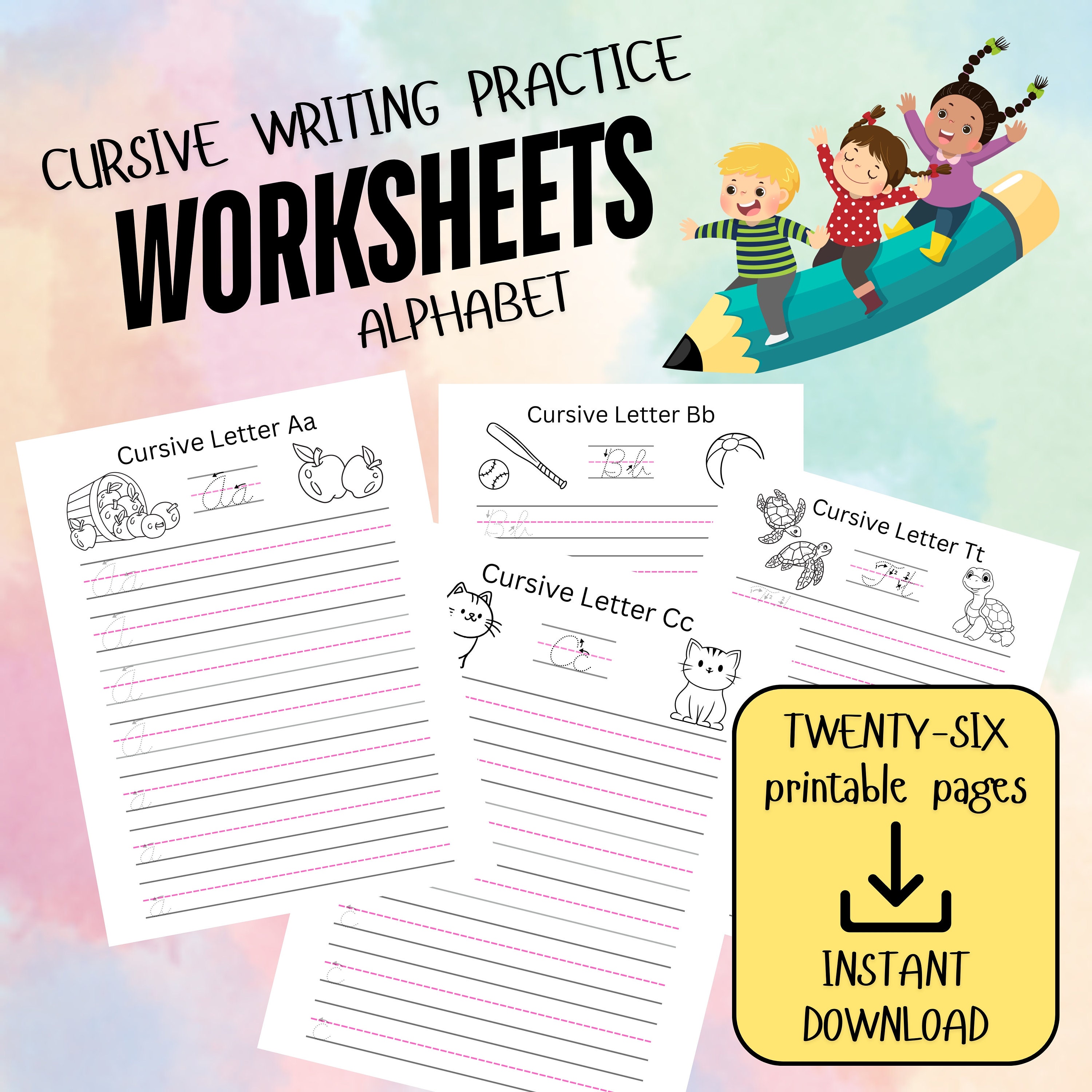 Printable Cursive Handwriting Worksheets, ABC Cursive Practice ...