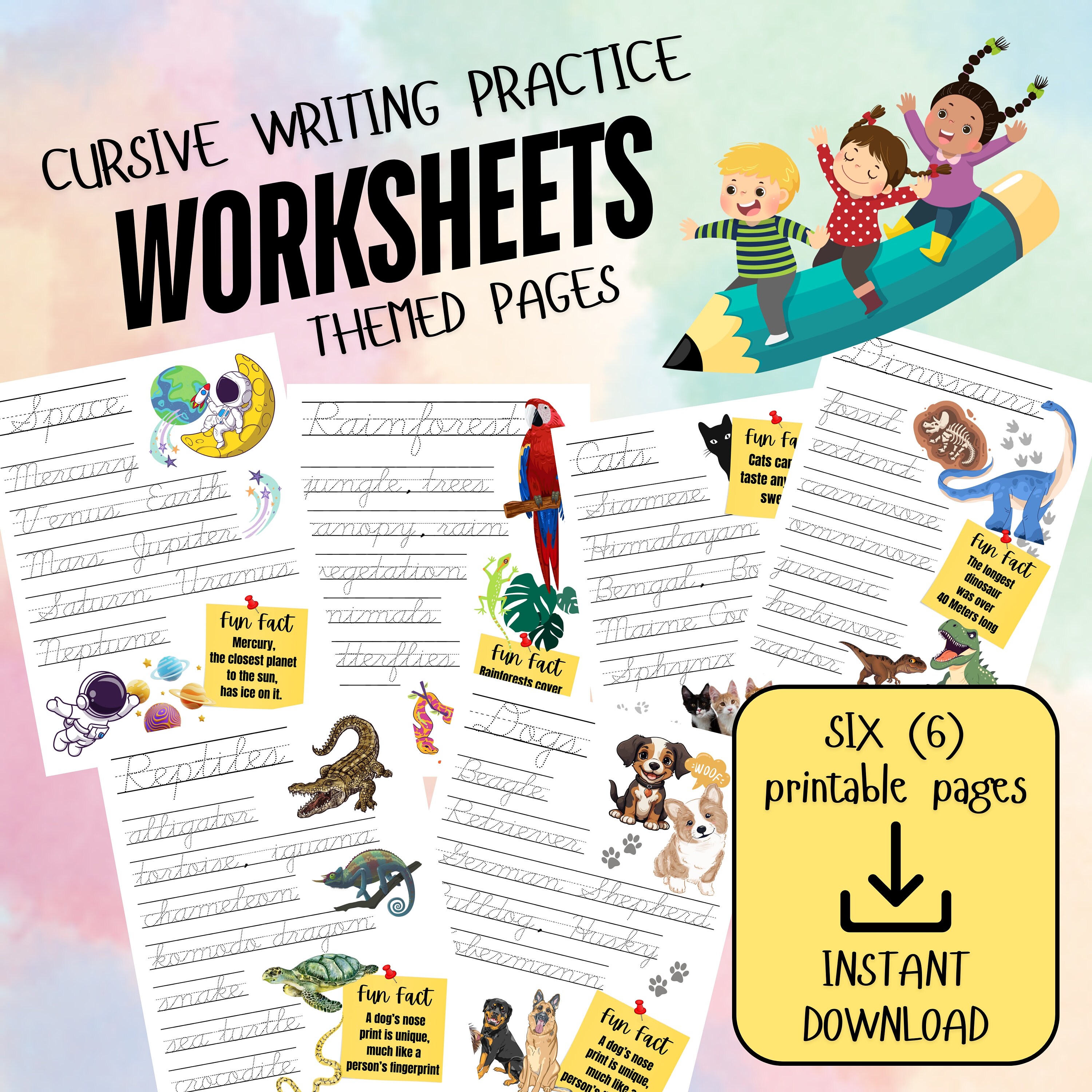 Cursive Handwriting Practice for Kids, Printable Cursive Handwriting ...