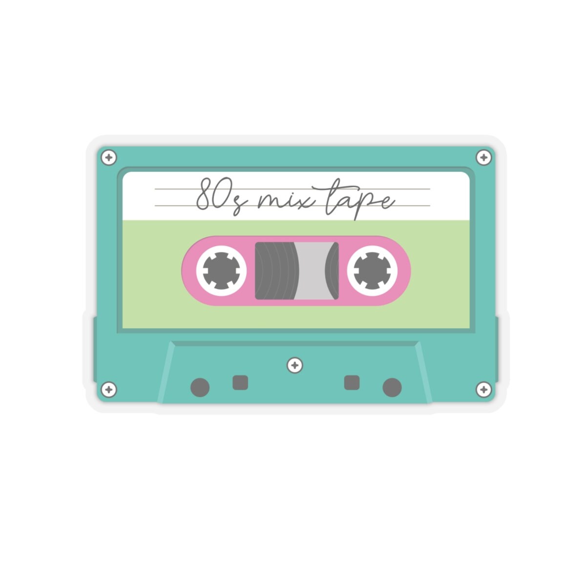 Cassette Tape 80s Mix Tape Sticker, 80s Music Cassette Tape Sticker ...