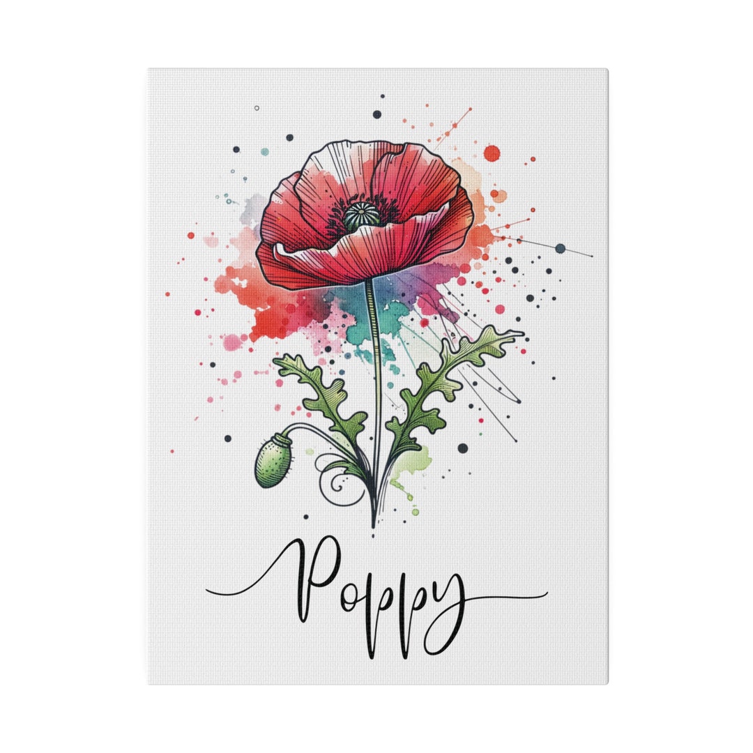 Poppy August Birth Flower Matte Canvas Wall Art, Birthflower, Birth ...
