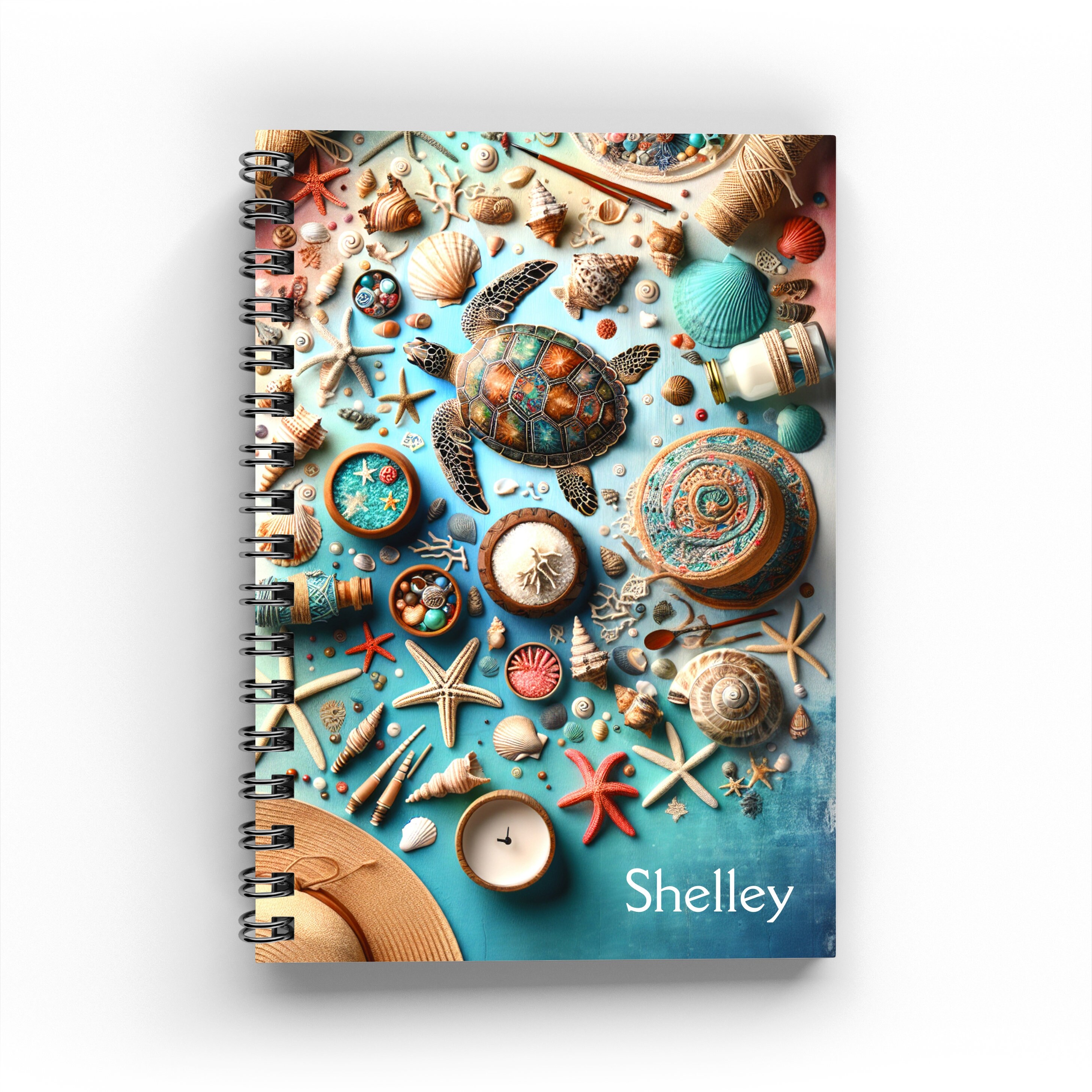 Personalized Sea Life Notebook, Custom Name Sea Turtle Spiral Journal ...