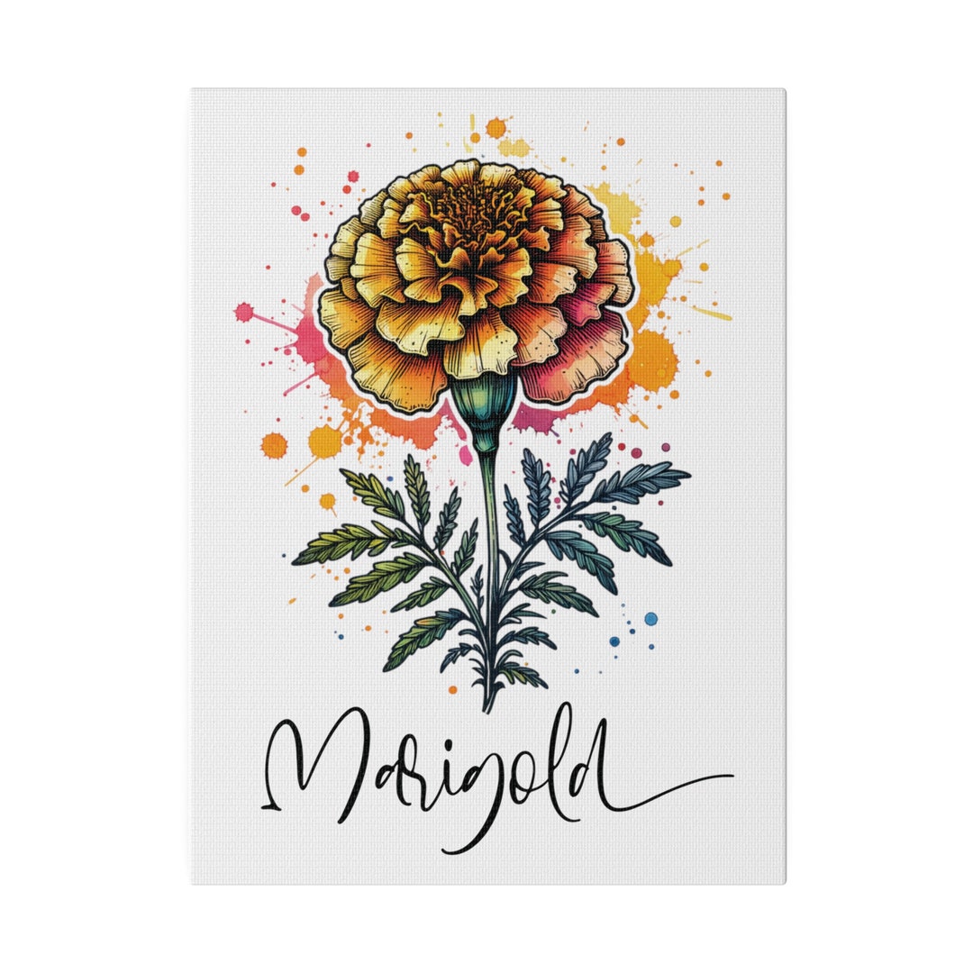 Marigold October Birth Flower Matte Canvas Wall Art, Birthflower, Birth ...