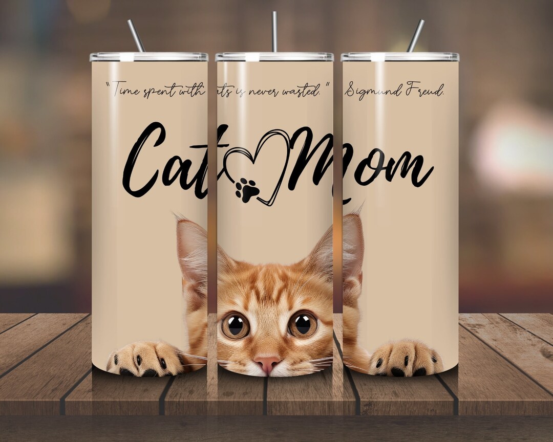 Orange & White Manx Cat Mom Skinny Tumbler, Gift for Friend, Gift for ...