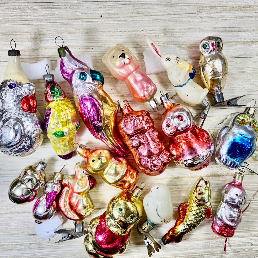 Vintage Glass Christmas Tree Ornaments - Christmas Tree Decorations -8 ...