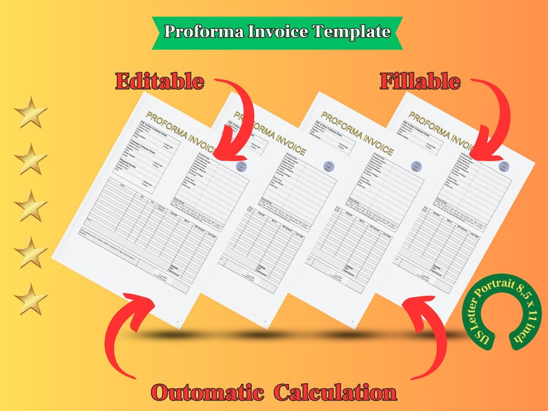 Proforma Invoice Editable/fillable With Google Sheets - Etsy