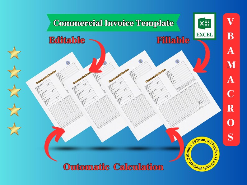 Automated Editable Excel Invoice Template Instant Download VBA Automated Editable Excel Invoice Template Instant Download VBA