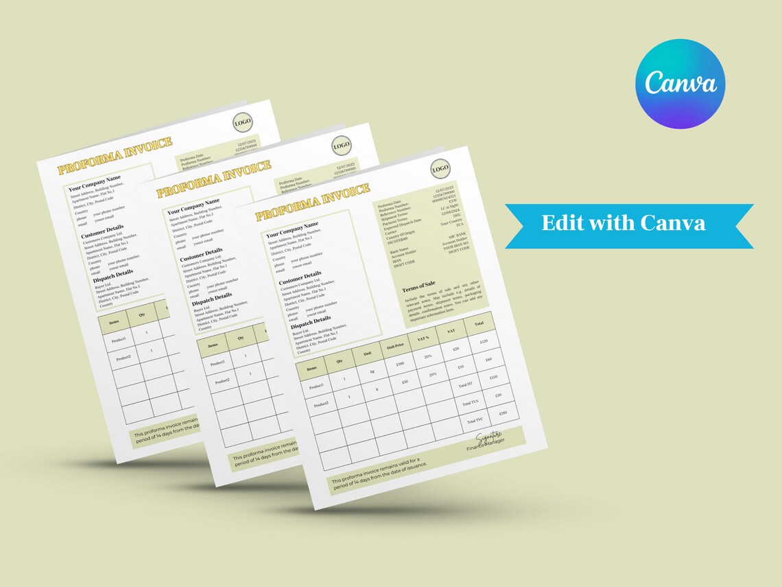 Proforma Invoice Template for International Trade - Etsy