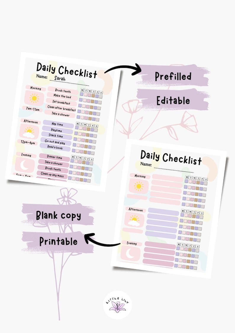 Kids Daily Routine Checklist, Habit Tracker, Routine Tracker Template ...