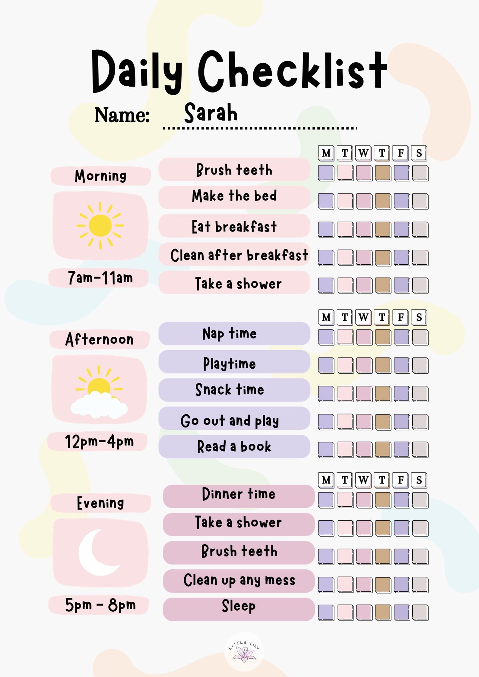 Kids Daily Routine Checklist, Habit Tracker, Routine Tracker Template ...