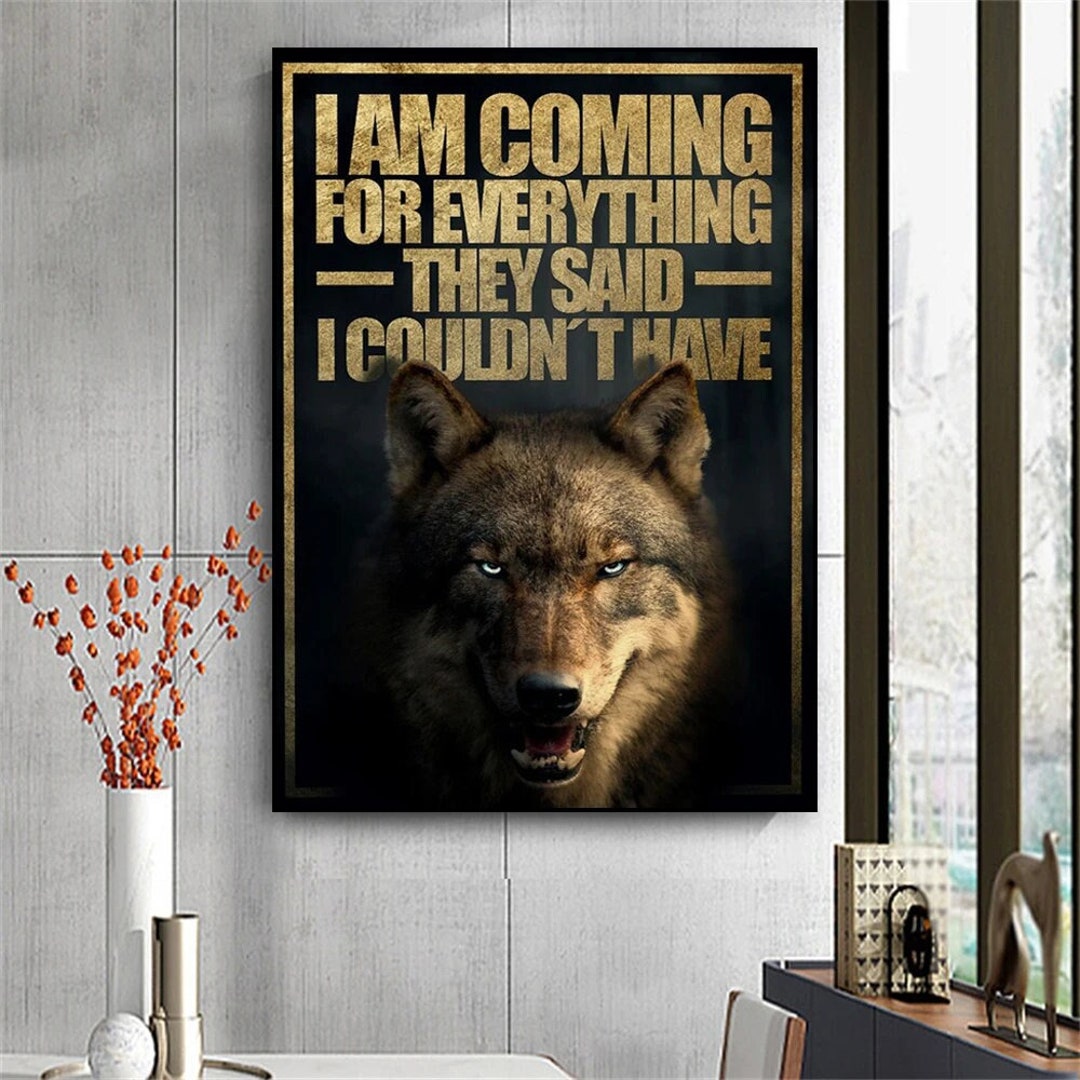 Motivational Animal Poster Wolf Hungry for Success Print Inspirational ...