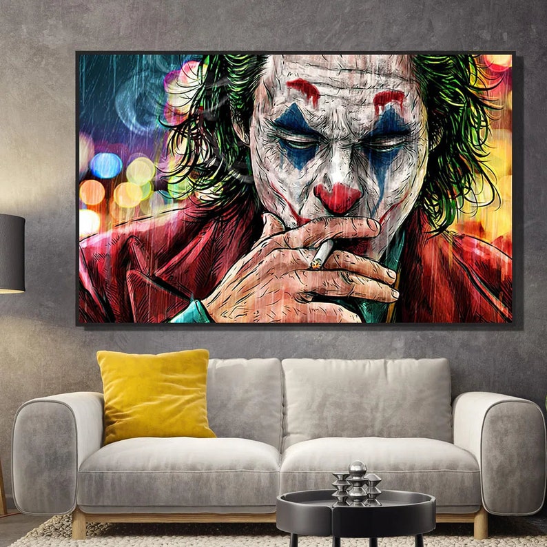 The Joker Man Oil Canvas Painting Comic-joker Prints Wall Poster Home ...
