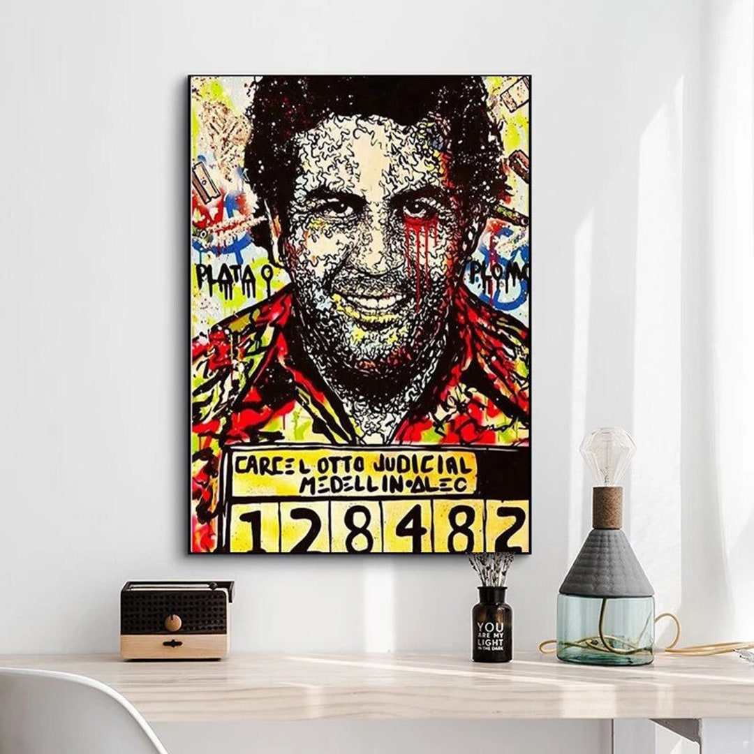 Graffiti Art Pablo Escobar Canvas Painting Pablo Watercolor Figure ...
