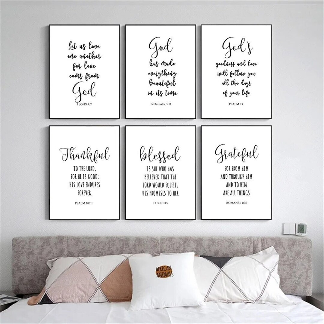 Bible Verse Typography Christian Wall Art Canvas Painting Scripture God ...
