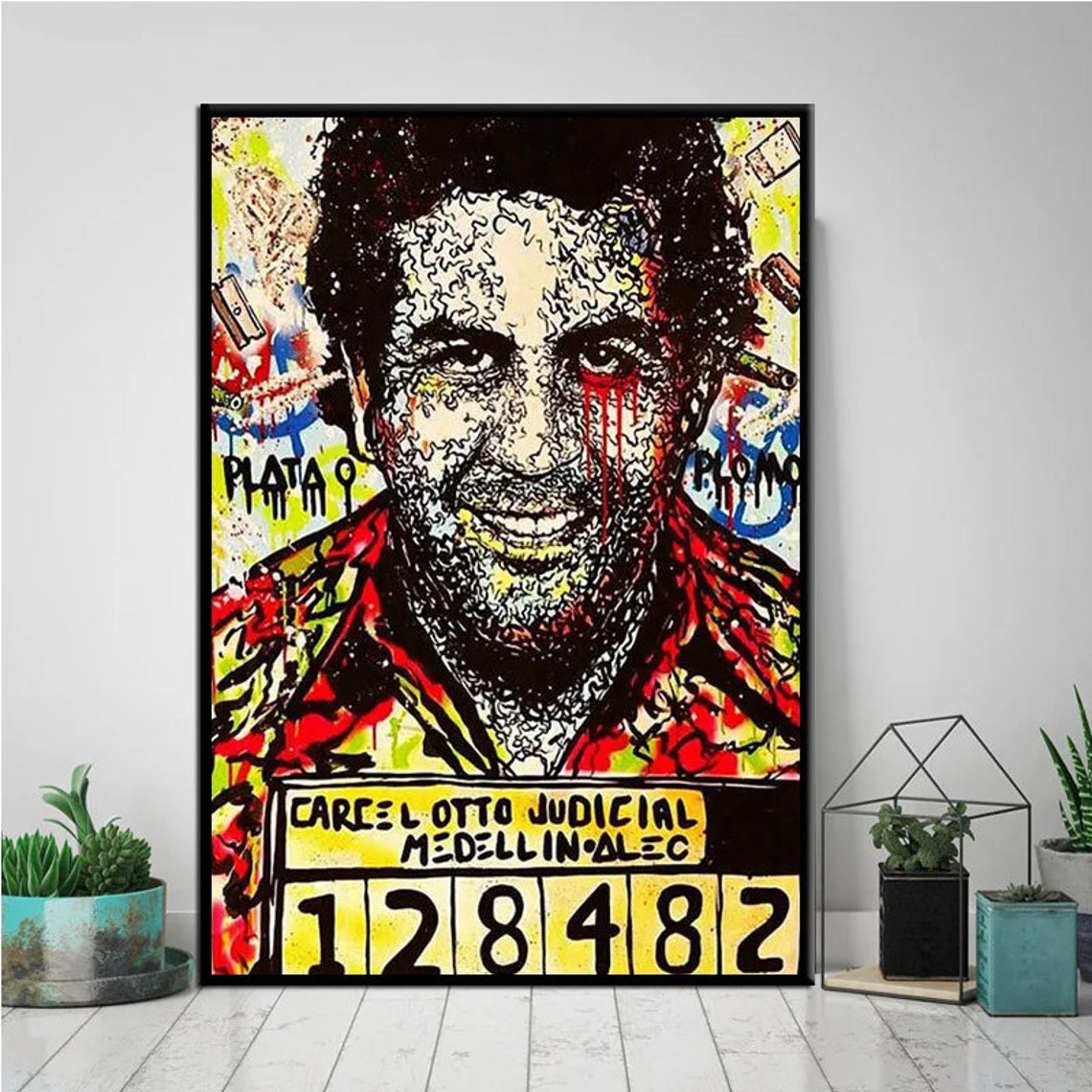 Graffiti Art Pablo Escobar Canvas Painting Pablo Watercolor Figure ...