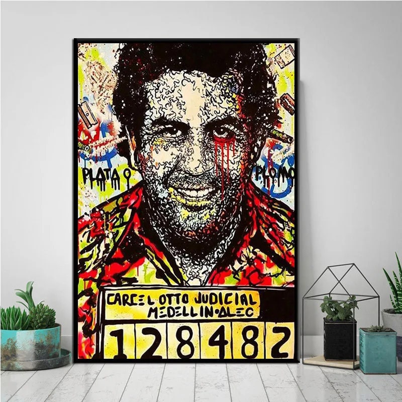 Graffiti Art Pablo Escobar Canvas Painting Pablo Watercolor Figure ...