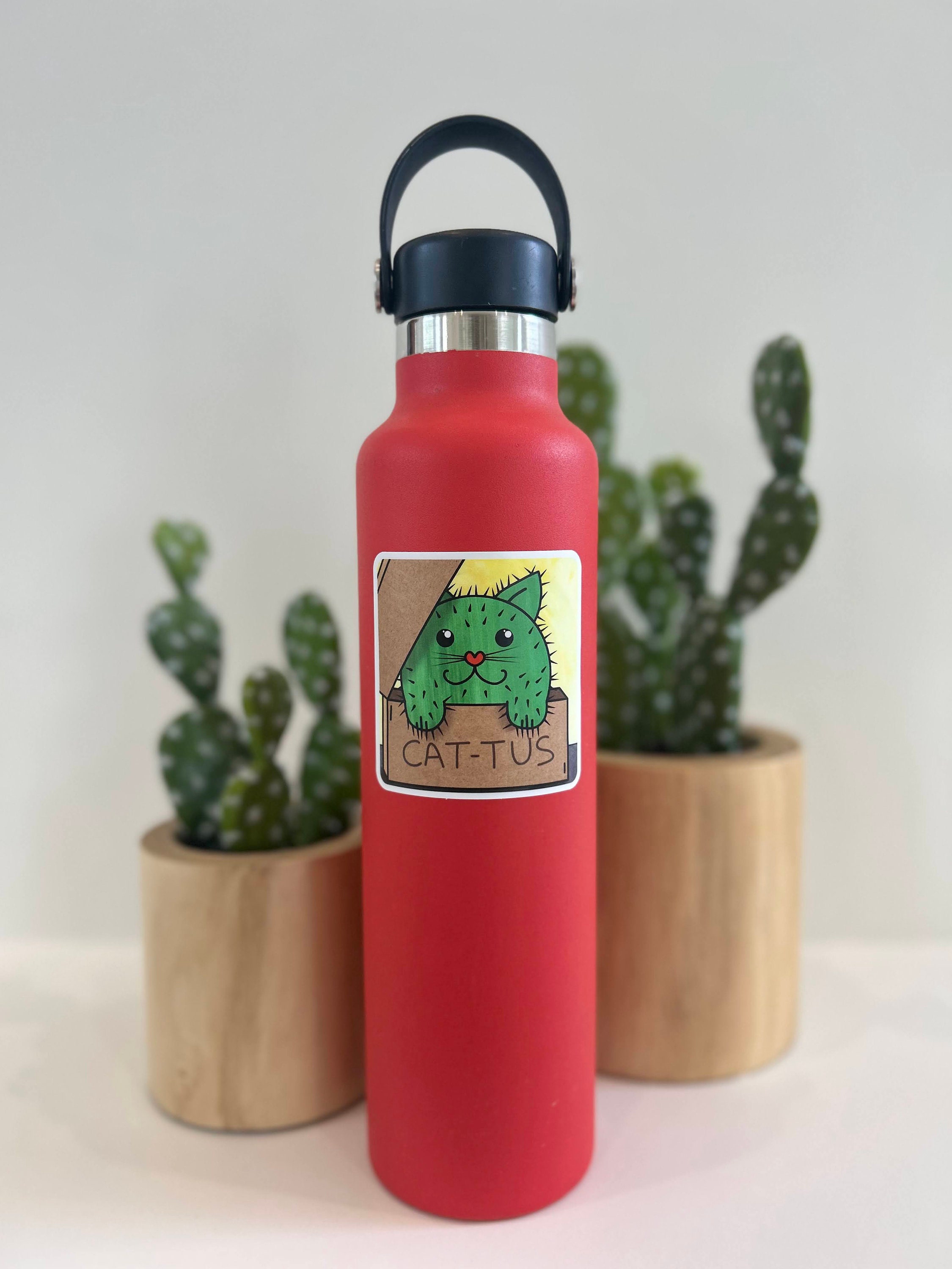 CAT TUS Sticker, Cute Botanical Decal, Succulent Desert Plant Sticker ...