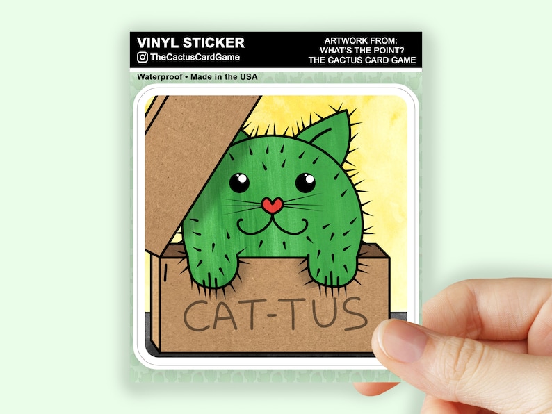 CAT TUS Sticker, Cute Botanical Decal, Succulent Desert Plant Sticker ...