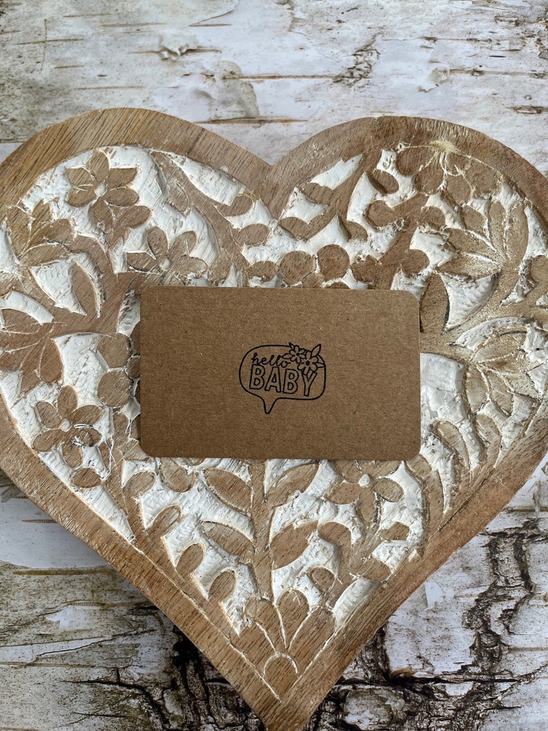 Hello Baby 2 Handprinted Linocut Cards Pocket Wallet Small - Etsy