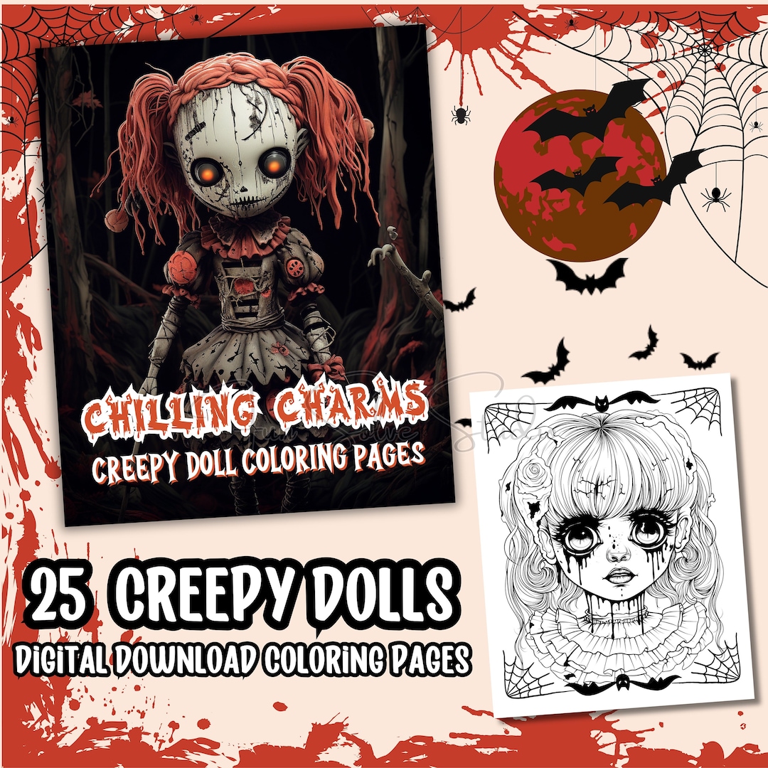 Creepy Dolls Ghost Coloring Pages for Adults, Halloween Coloring Page ...