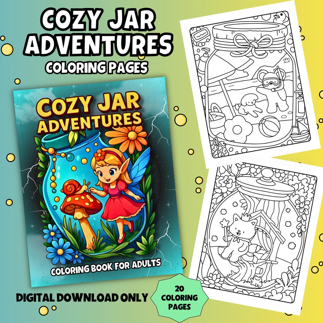 Cute Kawaii Animal Mason Jar Coloring Pages Simple for Kids Adults ...