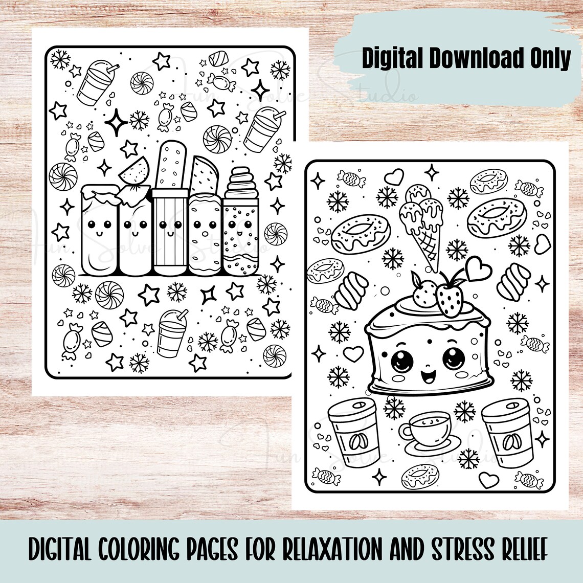 Kawaii Food Coloring Pages, Cute Coloring Pages for Kids and Adults ...