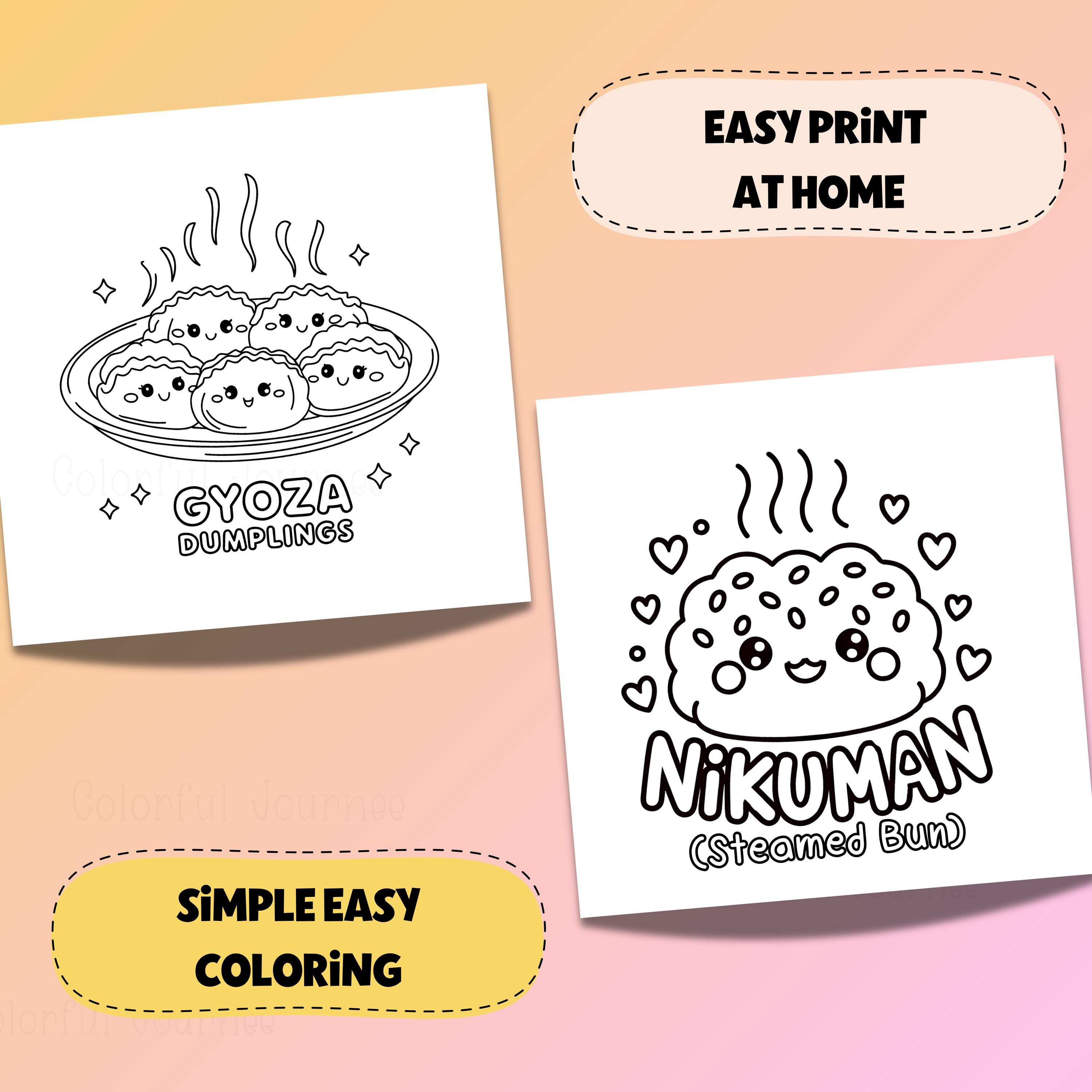 Japanese Food Coloring Pages, Bold and Easy for Kids and Adults ...