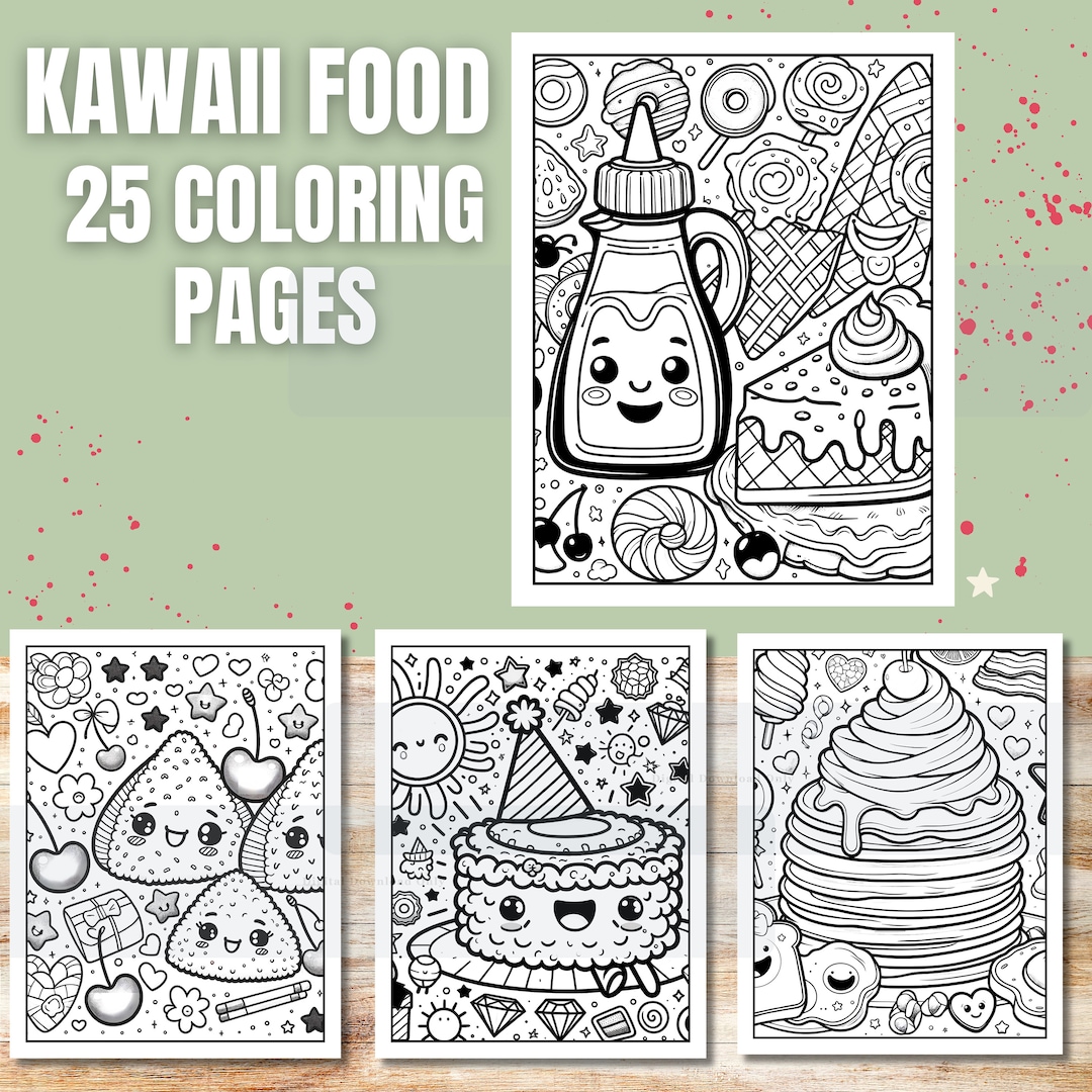 Kawaii Food Coloring Pages, Cute Coloring Pages for Kids and Adults ...