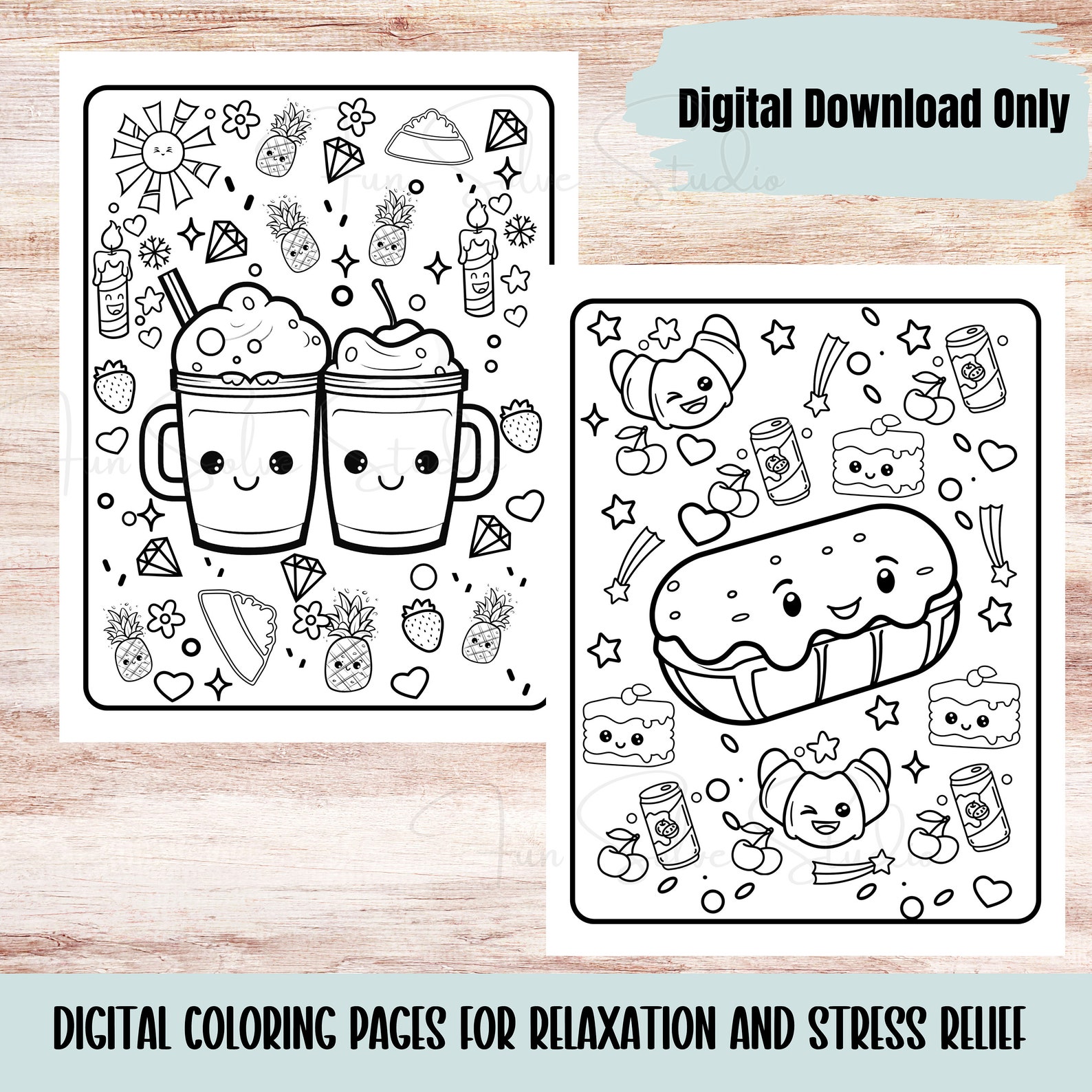 Kawaii Food Coloring Pages, Cute Coloring Pages for Kids and Adults ...
