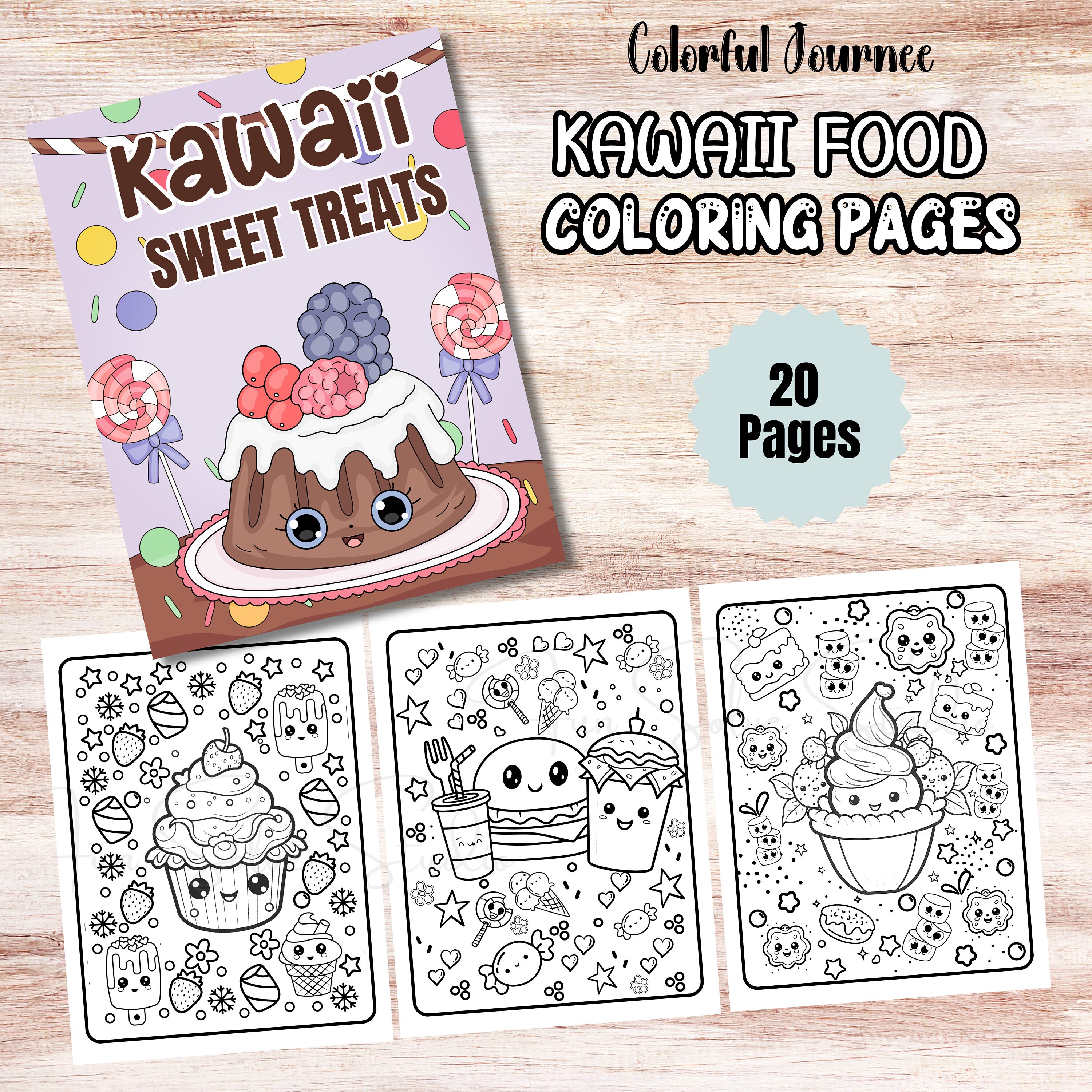 Kawaii Food Coloring Pages, Cute Coloring Pages for Kids and Adults ...