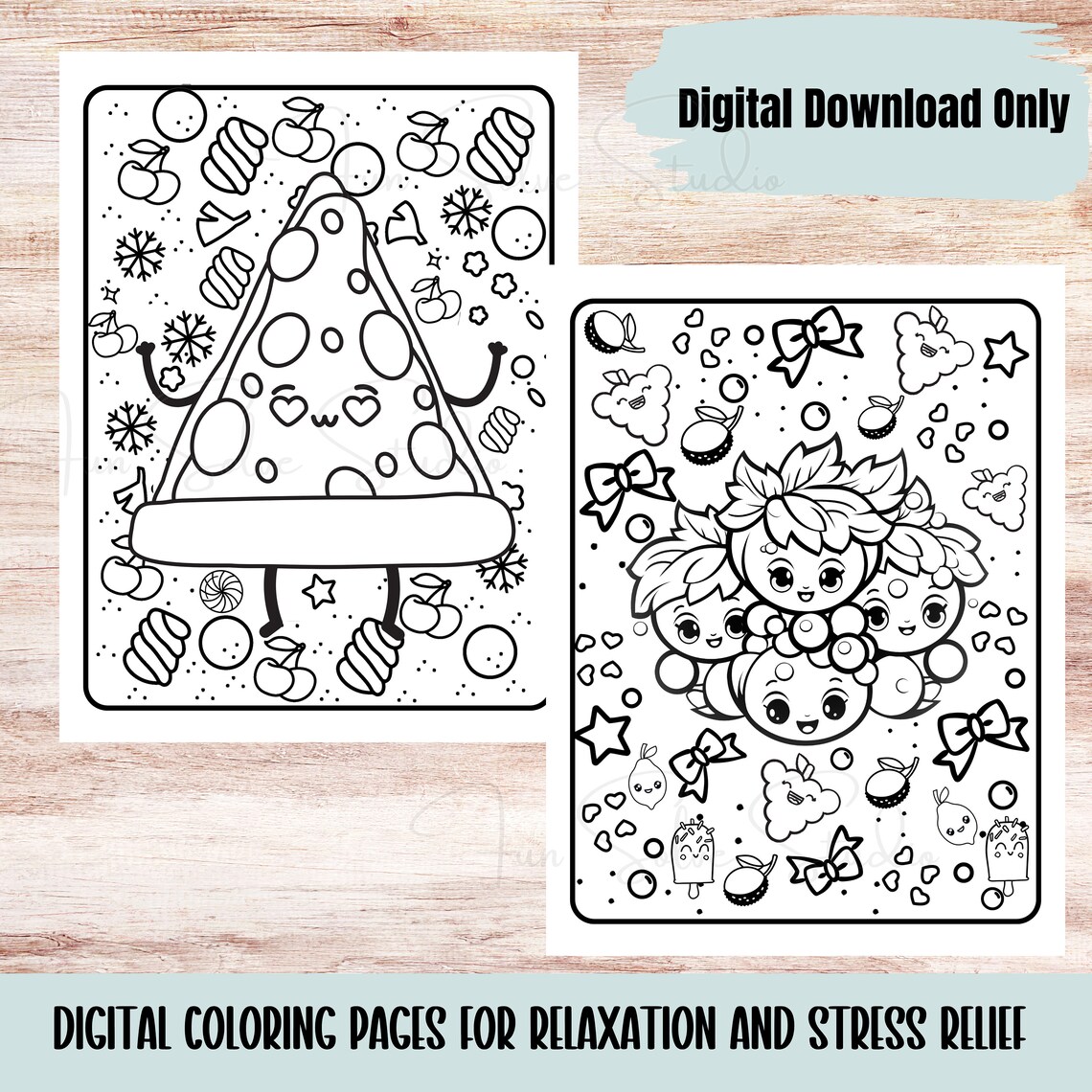 Kawaii Food Coloring Pages, Cute Coloring Pages for Kids and Adults ...