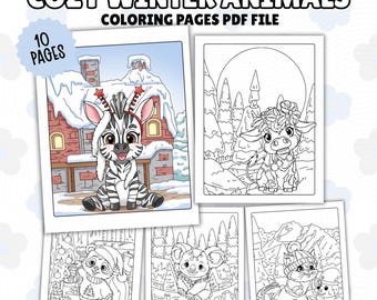 Cozy Winter Animals Coloring Pages, Relaxing Fall Designs (digital ...
