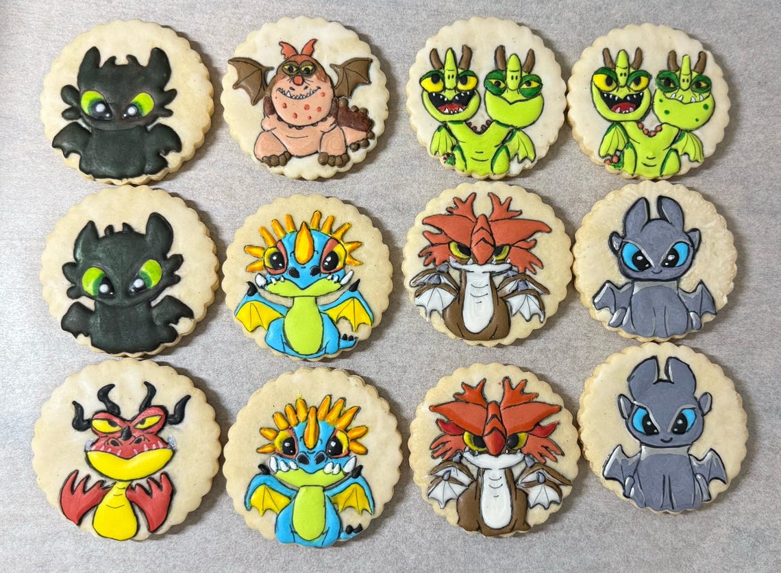 Dragon Character Cookies - by the Dozen - Etsy
