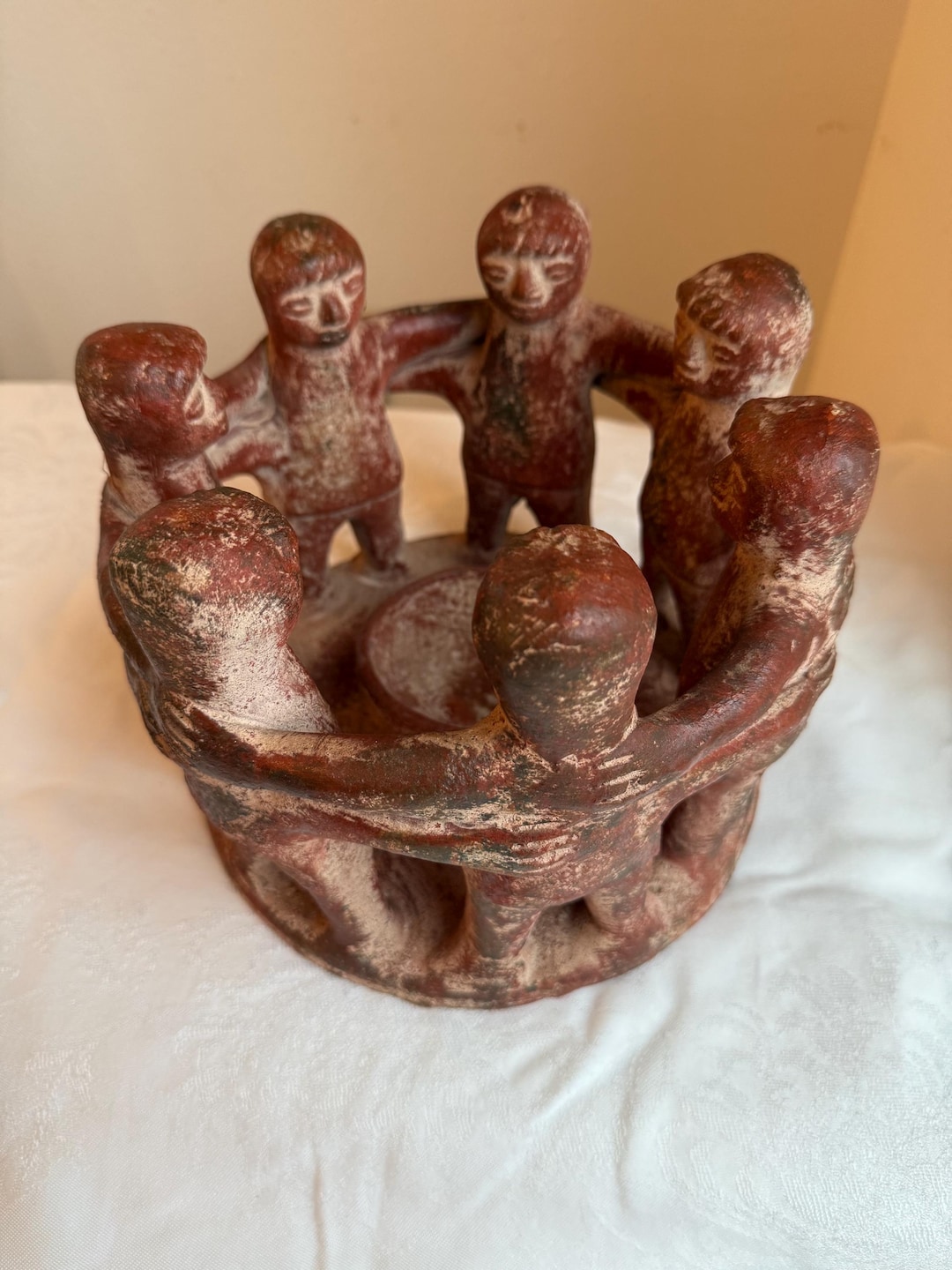 Vintage Terra Cotta Circle of Friends Candle Holder - Etsy
