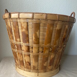 Tortoiseshell Bamboo and Wicker Basket - Etsy