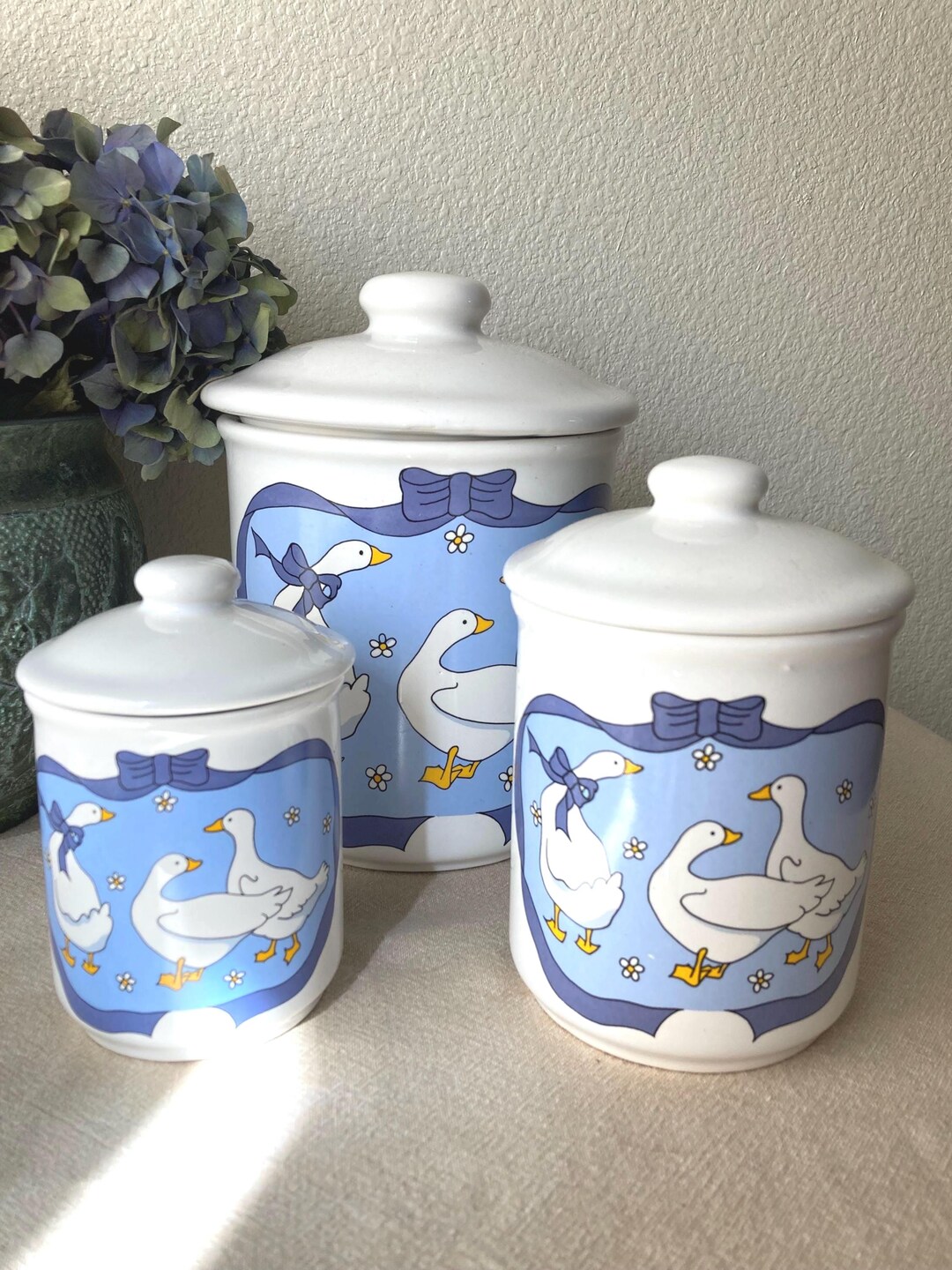 Set of Three Goose Canisters - Etsy