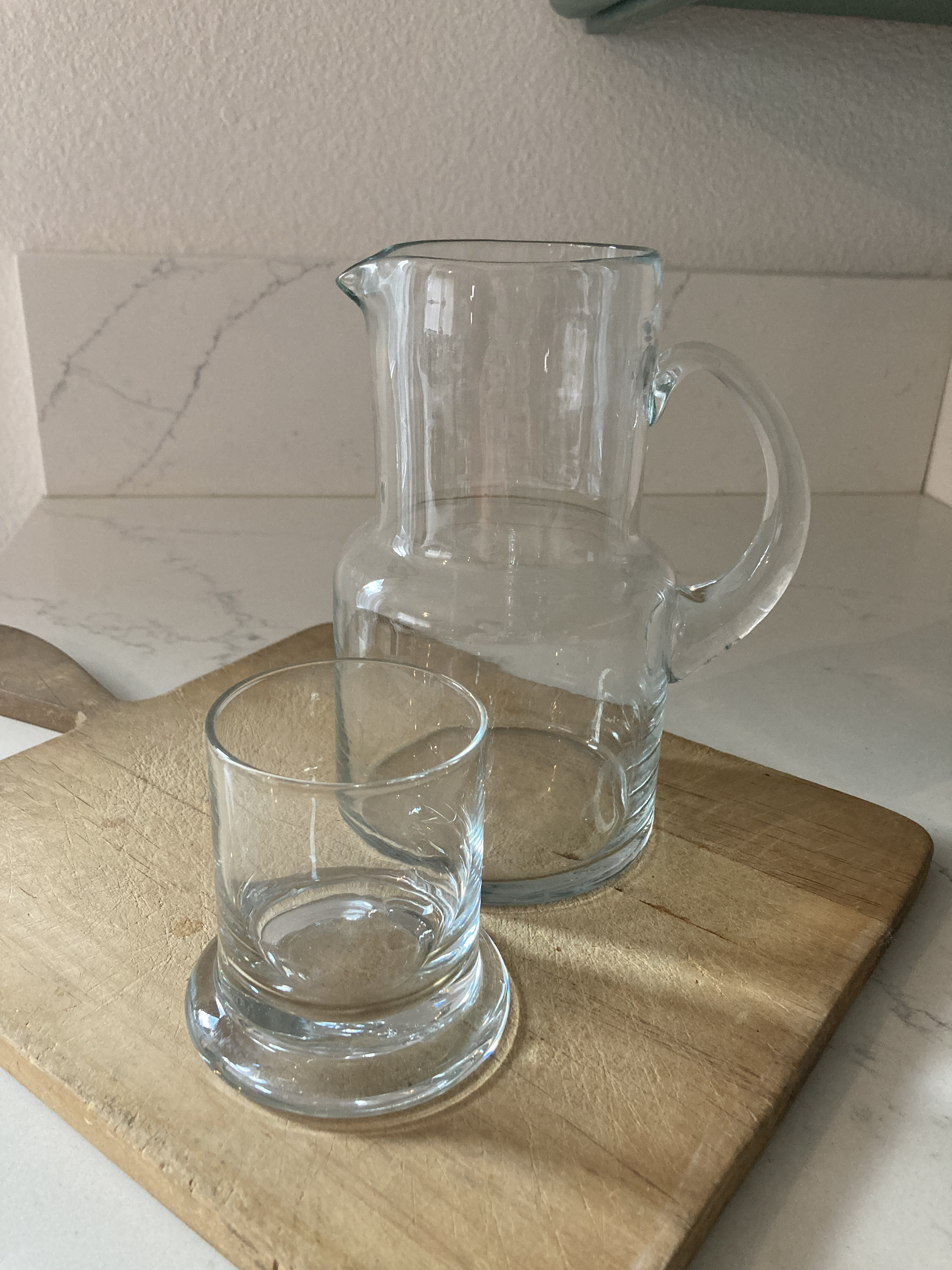 Vintage Glass Water Pitcher and Glass - Etsy