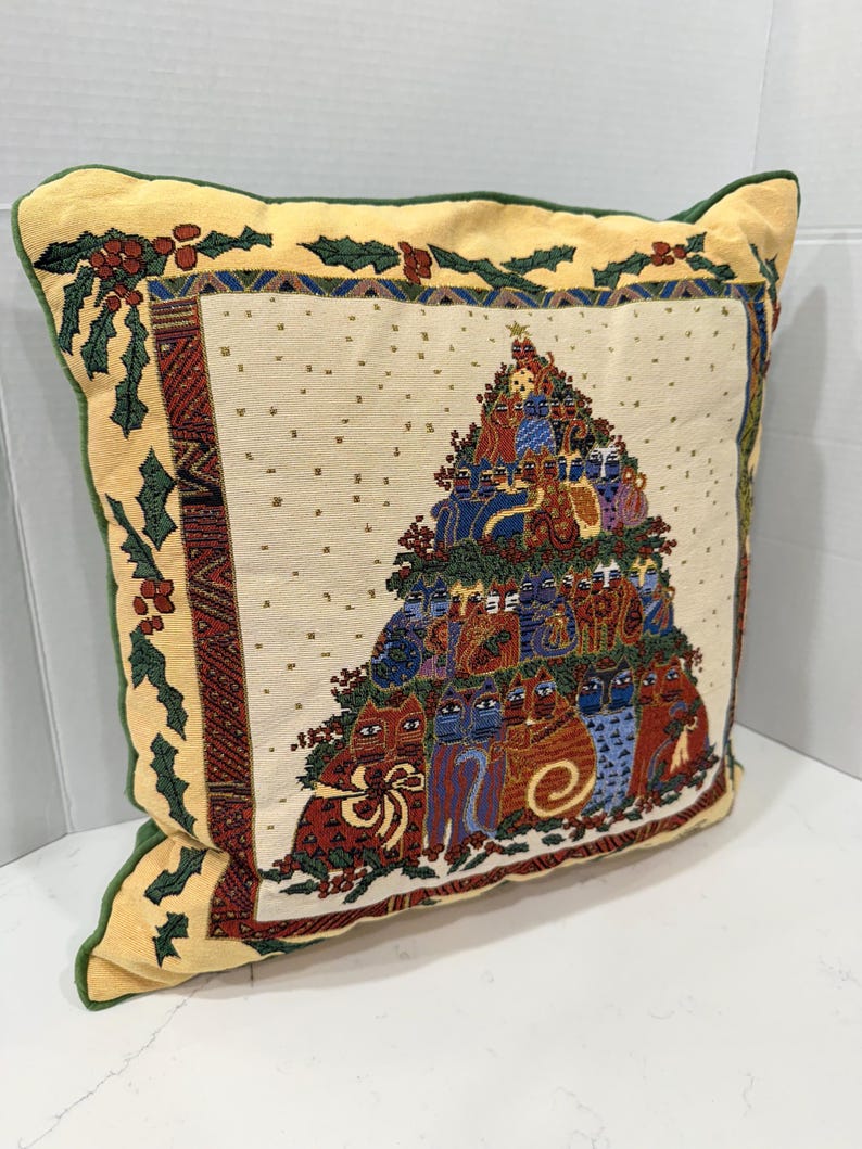 Vintage Laurel Burch Cat Christmas Tree Pillow - Etsy