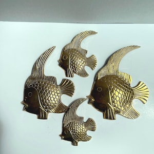 Set of Four Brass Wall Mounted Fish | Coastal Decor. - Etsy