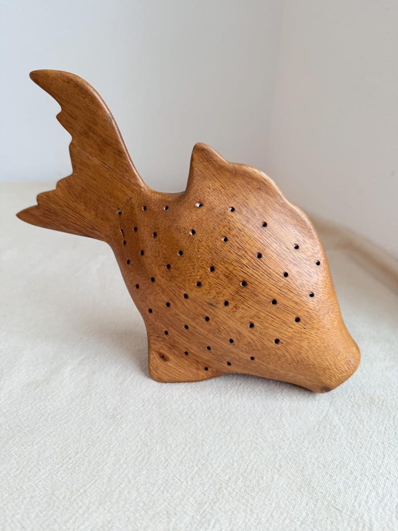 Carved Wood Fish Appitizer Holder | Toothpick Holder - Etsy