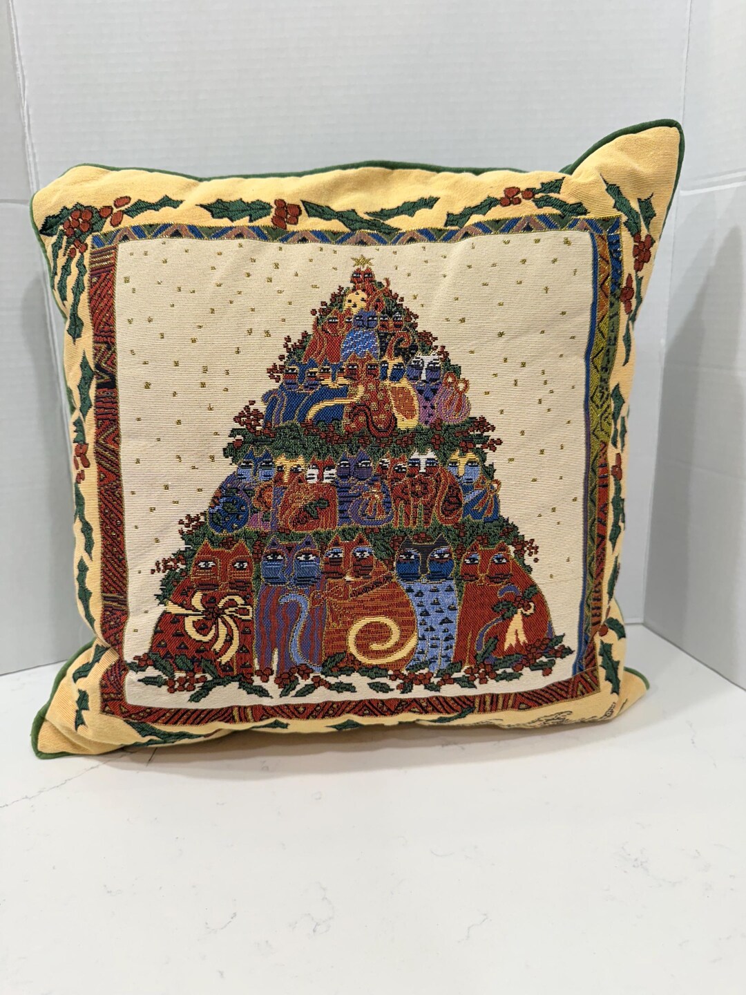 Vintage Laurel Burch Cat Christmas Tree Pillow - Etsy