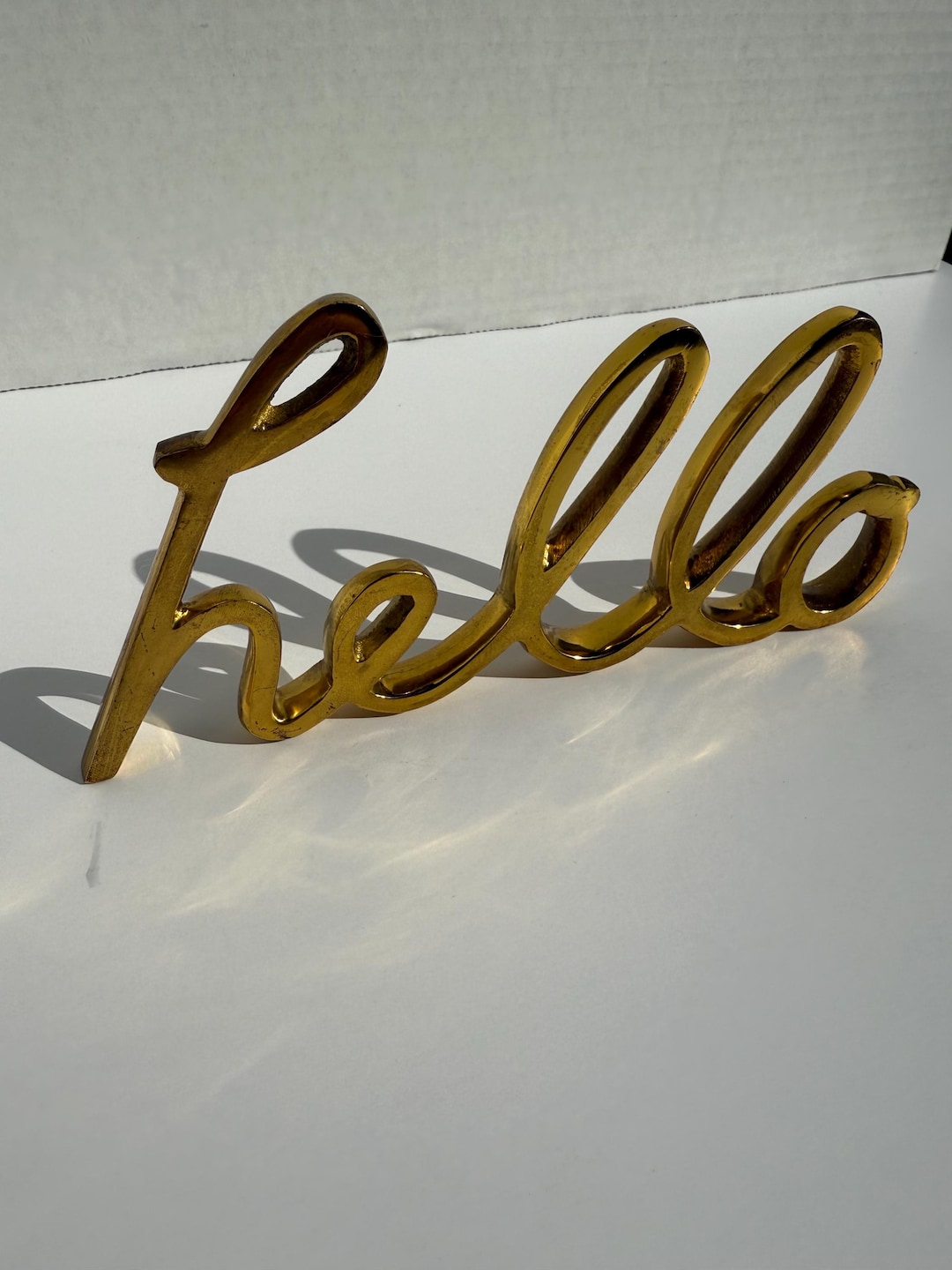 Cursive Brass Hello Decoration - Etsy