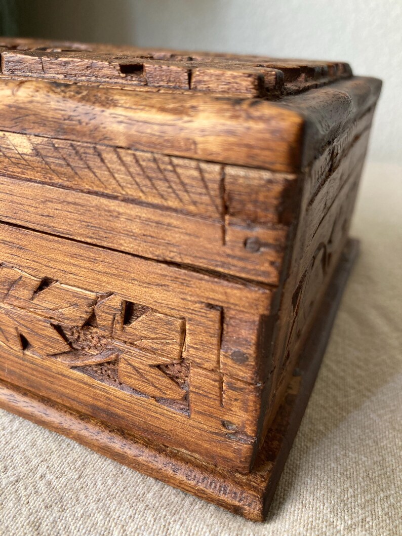 Handcarved Wood Box With Leaf and Floral Details - Etsy