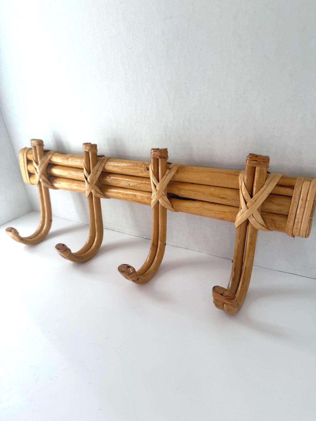 Bamboo Four Hook Hanging Rack - Etsy