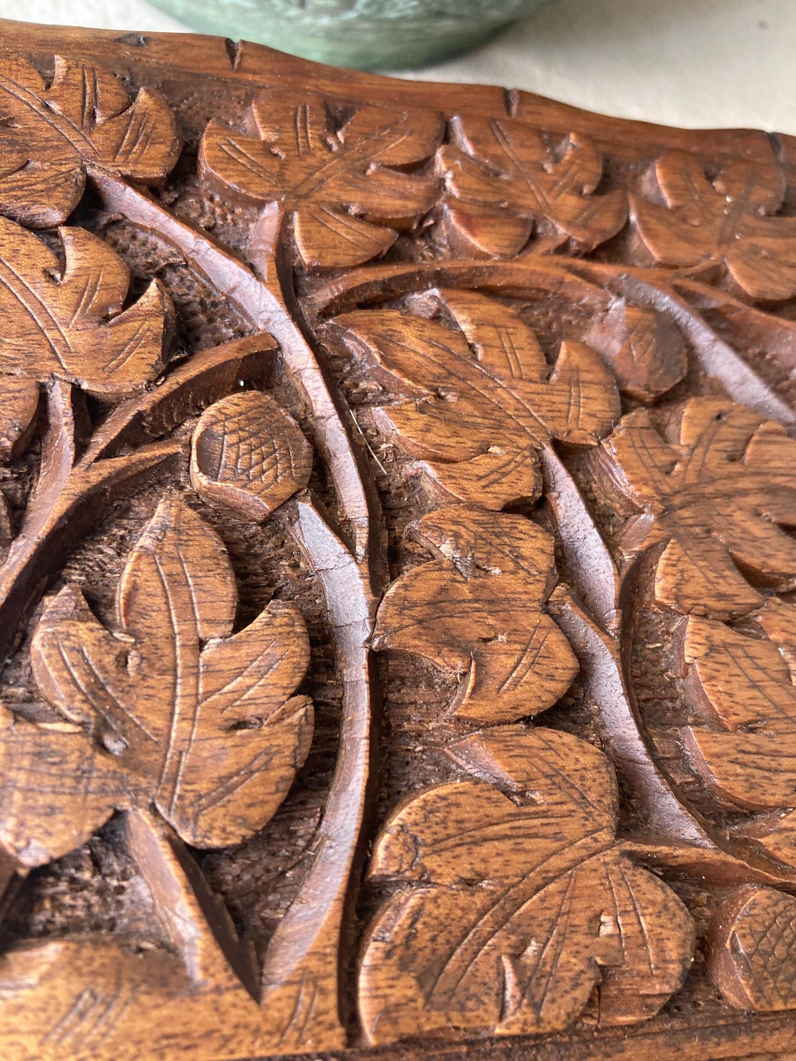 Handcarved Wood Box With Leaf and Floral Details - Etsy
