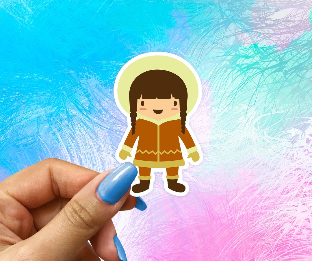 Adorable Eskimo Girl Sticker - Charming Arctic Cutie Water Bottle ...