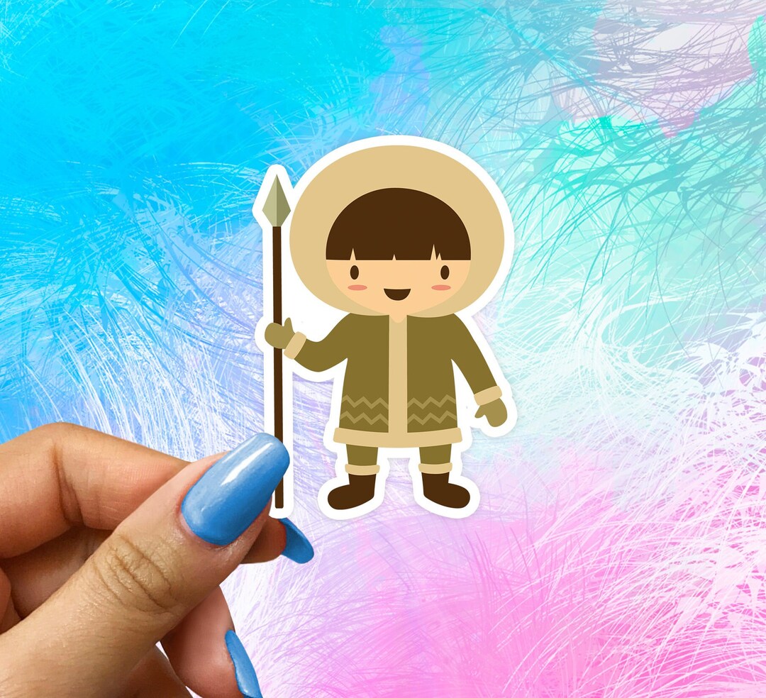 Adorable Eskimo Explorer Sticker - Charming Arctic Boy Vinyl Decal for ...
