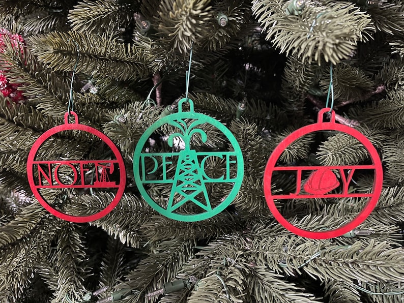 Oil & Gas Ornament Set || Noel, Peace, Joy || Petro, Petroleum ...