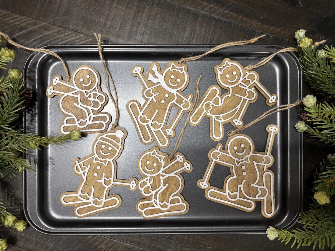 Skiing Gingerbread Man Woman Couple Ornament Set || Winter Sport ...