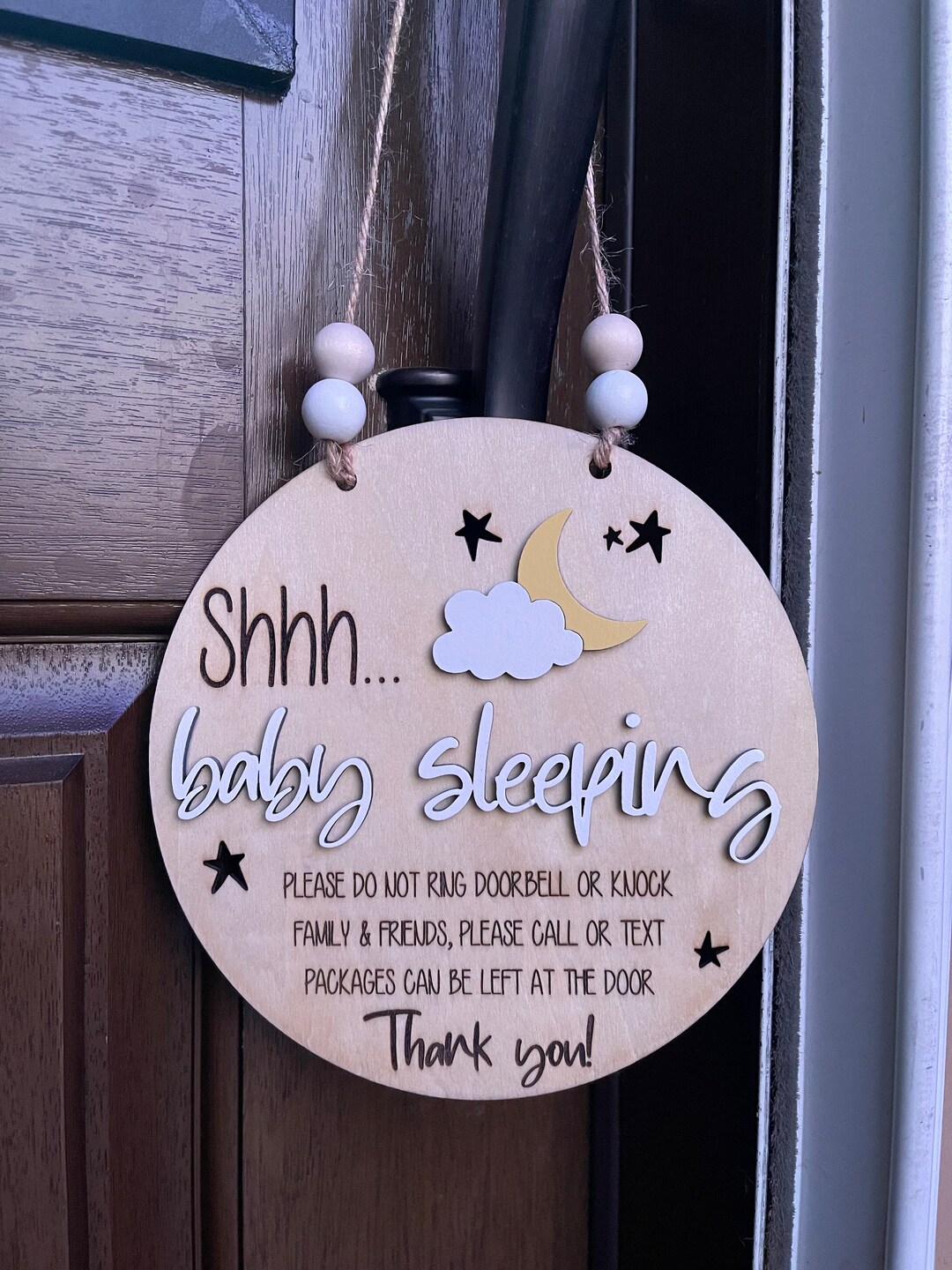 Shh Baby Sleeping Door Round Sign || Moon, Star || Do Not Disturb ...