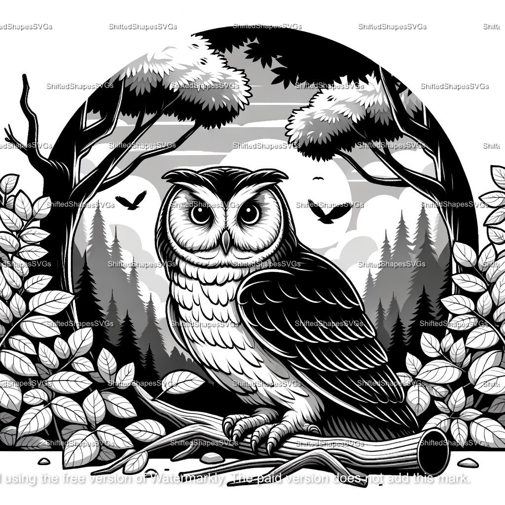 Owl Nature Scene SVG Bundle - Etsy
